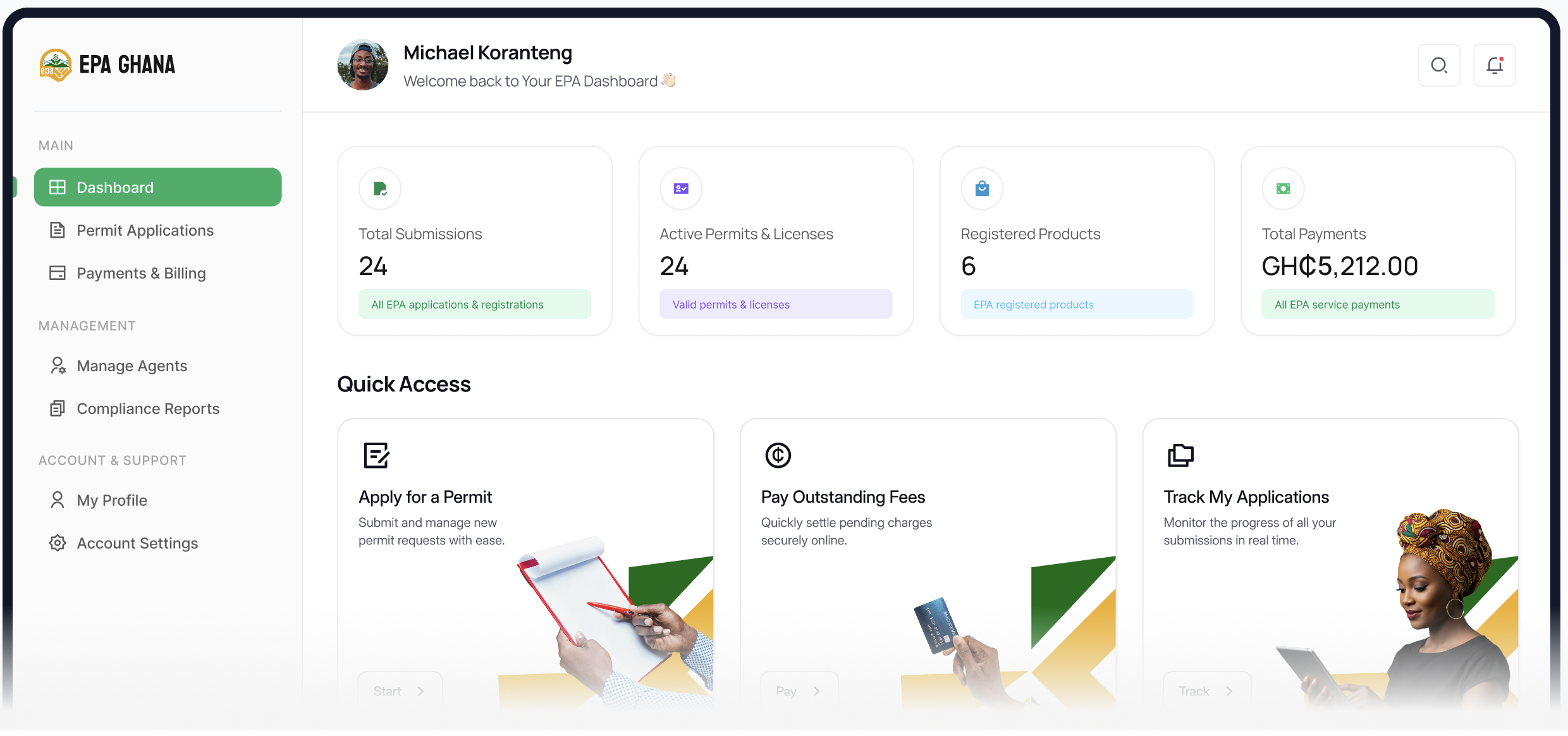 EPA Ghana Dashboard Interface